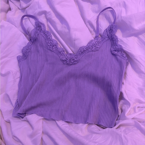 Francesca's Collections | Tops | Francescas Purple Lace Tank Crop Top ...